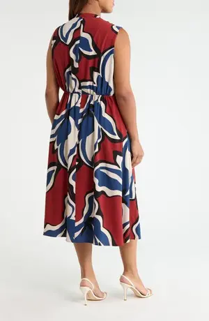 Anne Klein Print Surplice Midi Dress