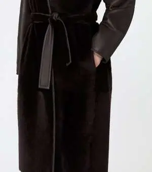 Max Mara Leather-shearling Belted Longline Coat