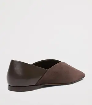 Max Mara Suede Leather-trim Ballet Flats - Brown