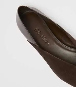 Max Mara Suede Leather-trim Ballet Flats - Brown