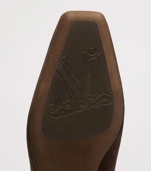 Max Mara Suede Leather-trim Ballet Flats - Brown