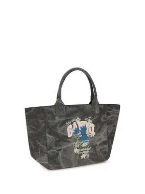 GANNI Medium Trapeze Flower-print Shopping Bag - Gray