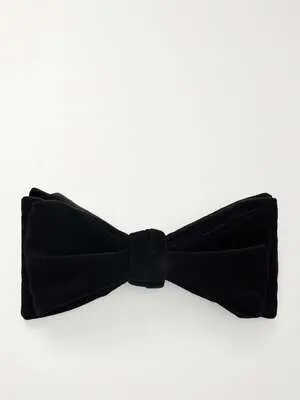 Khaite Liv Bowtie Velvet Cotton-blend Collar - Black