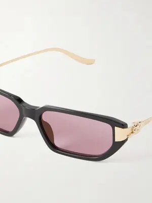 Cartier Panthère De Rectangular-frame Recycled-acetate Gold-tone Sunglasses - Purple