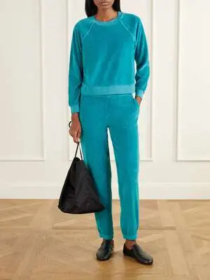 Suzie Kondi Simera Cotton-blend Velvet Tapered Sweatpants
