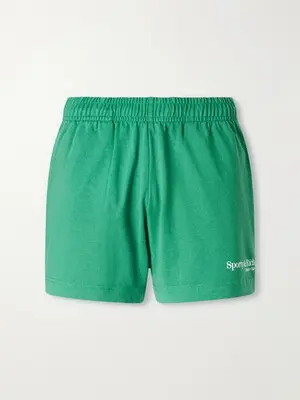 Sporty & Rich Fitness 94 Logo-printed Cotton-jersey Shorts - Green