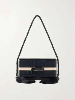 Simkhai Roma Croc-effect Leather Shoulder Bag - Black
