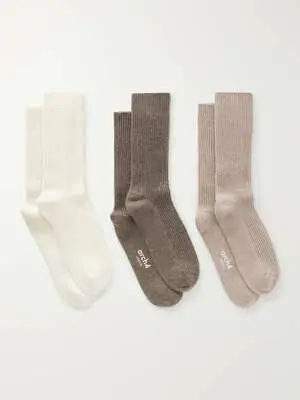 Arch4 Lucia Set Of Three Ribbed Cashmere Socks - Multi
