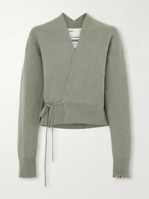 Extreme Cashmere Ella Tie-detail Cashmere-blend Cardigan - Green