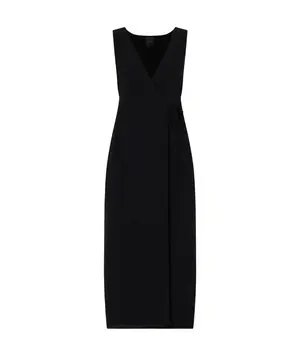 LESET Ari Crepe Wrap Midi Dress - Black