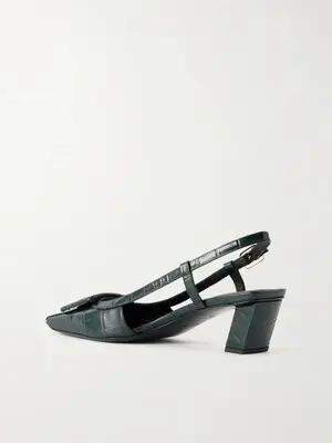 ROGER VIVIER Belle Vivier 45 Croc-effect Leather Slingback Pumps