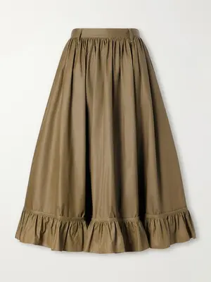 MAISON MARGIELA Waxed Cotton-blend Midi Skirt - Brown