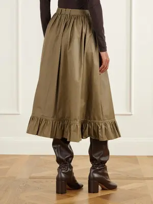 MAISON MARGIELA Waxed Cotton-blend Midi Skirt - Brown
