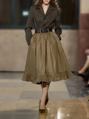 MAISON MARGIELA Waxed Cotton-blend Midi Skirt - Brown