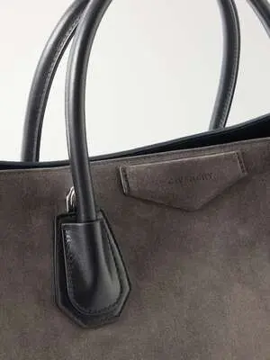 Givenchy Antigona Leather-trimmed Suede Tote - Dark Gray