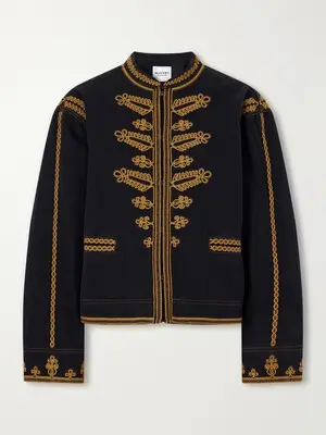 MARANT ETOILE Emailia Embroidered Padded Cotton-twill Jacket - Black