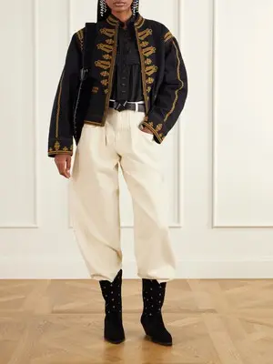 MARANT ETOILE Emailia Embroidered Padded Cotton-twill Jacket