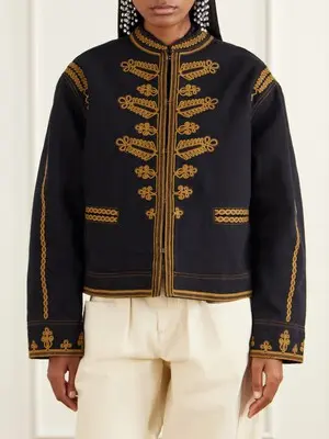 MARANT ETOILE Emailia Embroidered Padded Cotton-twill Jacket