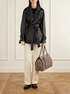 TOD'S Logo-embossed Suede Tote - Brown