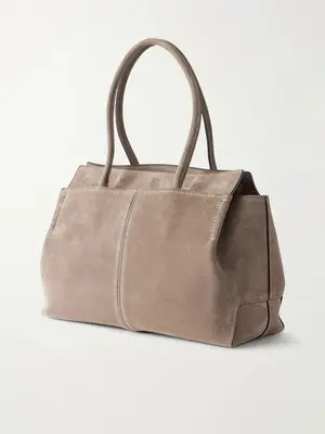 TOD'S Logo-embossed Suede Tote - Brown