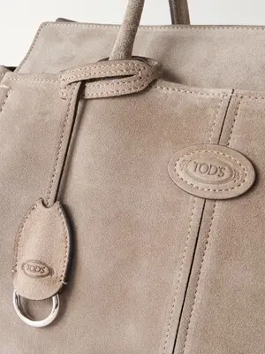 TOD'S Logo-embossed Suede Tote - Brown