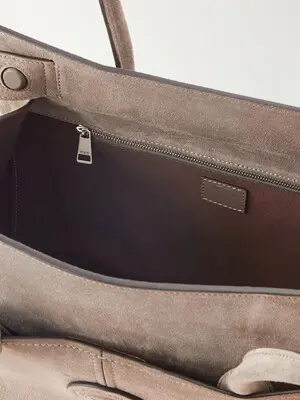 TOD'S Logo-embossed Suede Tote - Brown