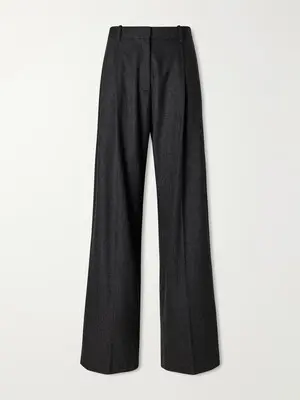 Khaite August Pleated Wool-blend Straight-leg Pants - Gray