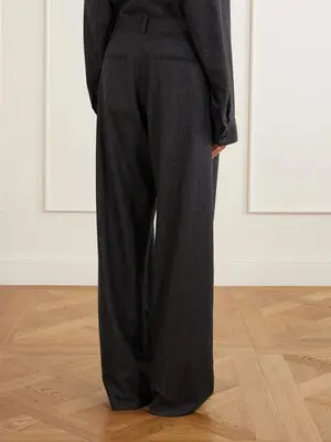 Khaite August Pleated Wool-blend Straight-leg Pants - Gray