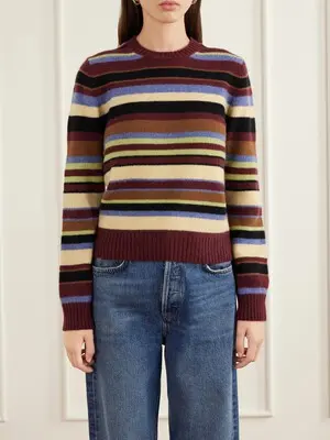 THE ELDER STATESMAN Elena Striped Cashmere Sweater - Multi