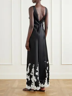 Simkhai Lea Lace-trimmed Satin Maxi Dress