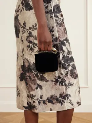 Erdem Bloom Micro Velvet Top-handle Bag - Black