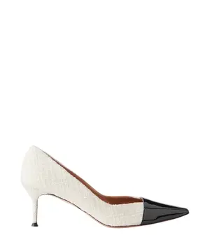 AQUAZZURA Orbit 65 Patent Leather-trimmed Bouclé Pumps - Neutrals