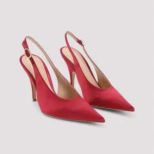 GIANVITO ROSSI Sofia Sling Crepe Satin Pumps - Red