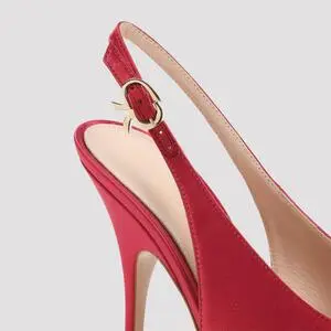 GIANVITO ROSSI Sofia Sling Crepe Satin Pumps - Red