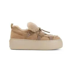 ROGER VIVIER Snow Lace Up Fur - Brown