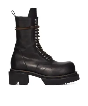 Rick Owens Round Toe Platform Biker Boots