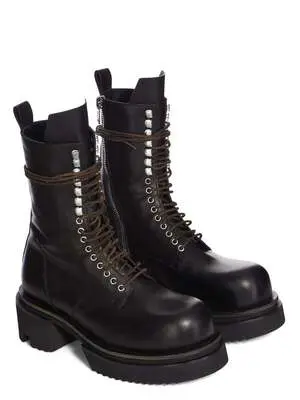 Rick Owens Round Toe Platform Biker Boots