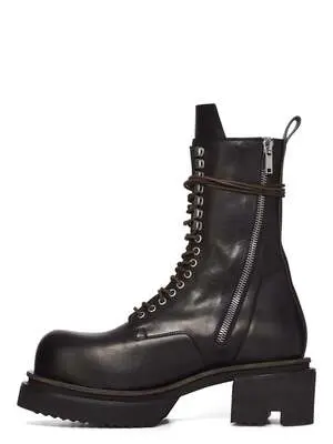 Rick Owens Round Toe Platform Biker Boots