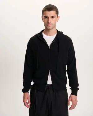 ATM Anthony Thomas Melillo Cashmere Long Sleeve Hoodie With Seam - Black
