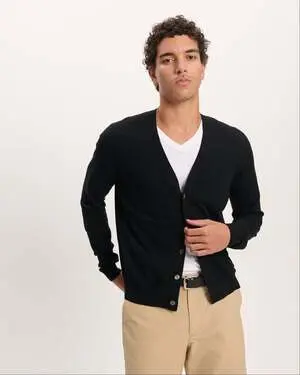 ATM Anthony Thomas Melillo Extra Fine Merino Wool Cardigan Sweater - Black