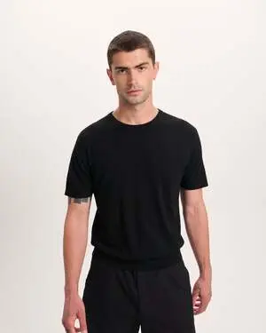 ATM Anthony Thomas Melillo Extra Fine Merino Wool Crew Neck T-shirt - Black