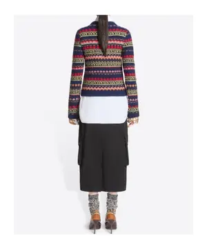 Dries Van Noten Jacquard Wool Sweater - Navy