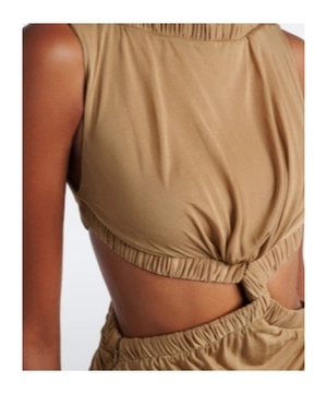 Christopher Esber Theia Cutout Draped Asymmetric Midi Dress - Brown