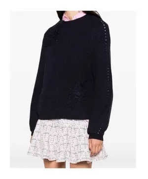 TWINSET Floral Appliqué Crew Neck Sweater
