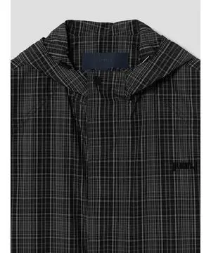 JUUN.J Mini-check Drawstring Hooded Zip-up Top