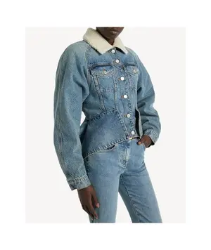 Balmain Denim Signature Jacket With Shearling Collar