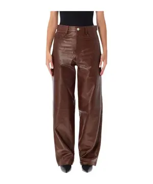 RÓHE Wide-leg Leather Pants - Brown