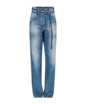 Dries Van Noten Belted Wide-leg Denim Pants - Blue