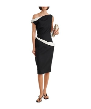 RÓHE Paneled One-shoulder Wool-blend Midi Dress