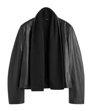 TOTEME Leather Shawl-lapel Jacket - Black